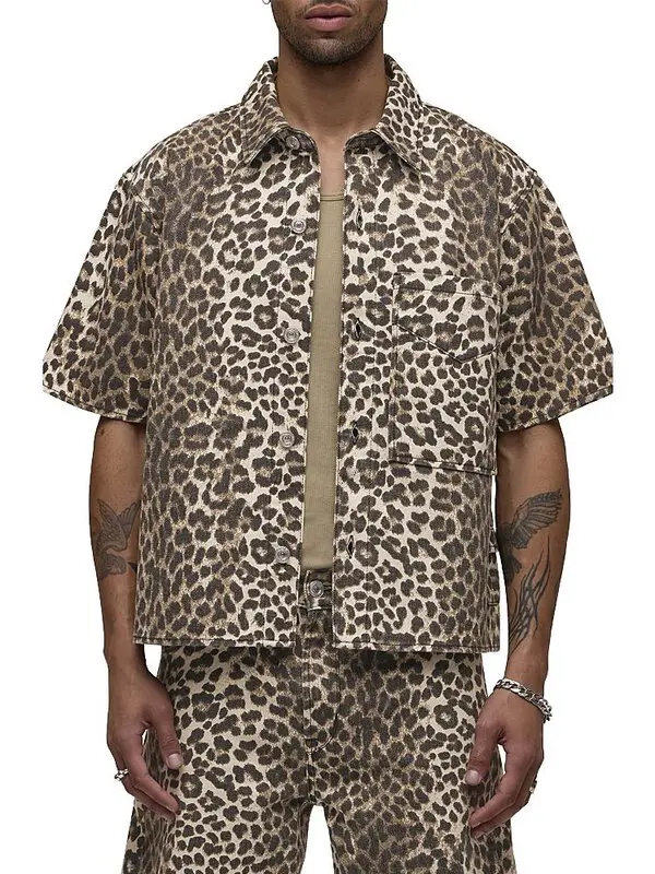 Hudson Jeans Rex Short Sleeve Shirt - Cheetah
