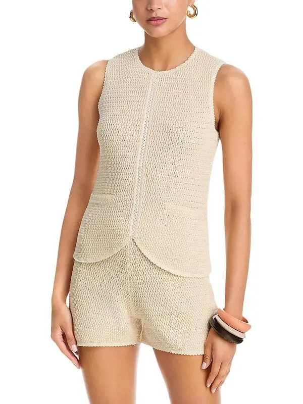 French Connection Mozart Crochet Texture Vest - Ecru