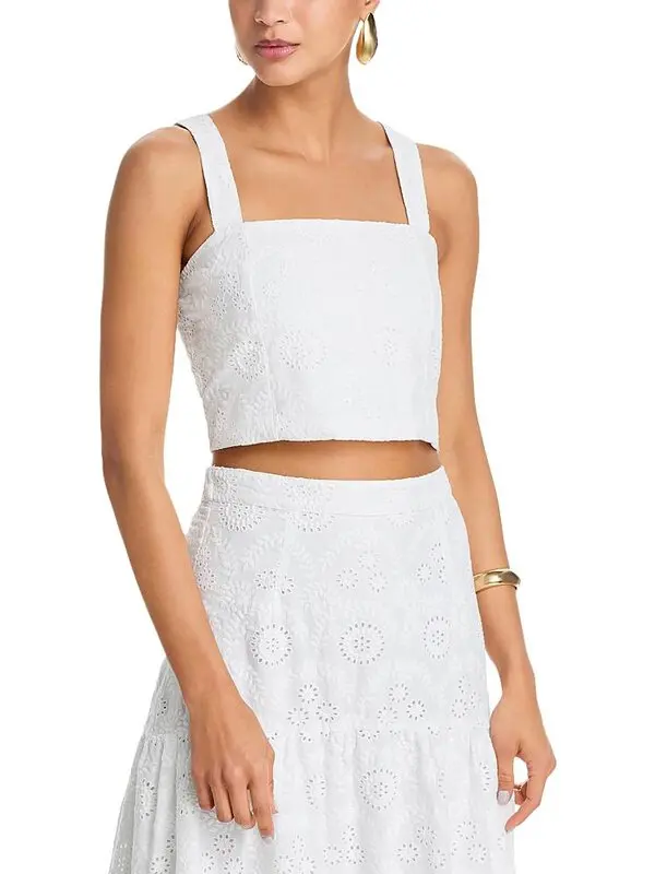 French Connection Svea Eyelet Cropped Top - Summer White