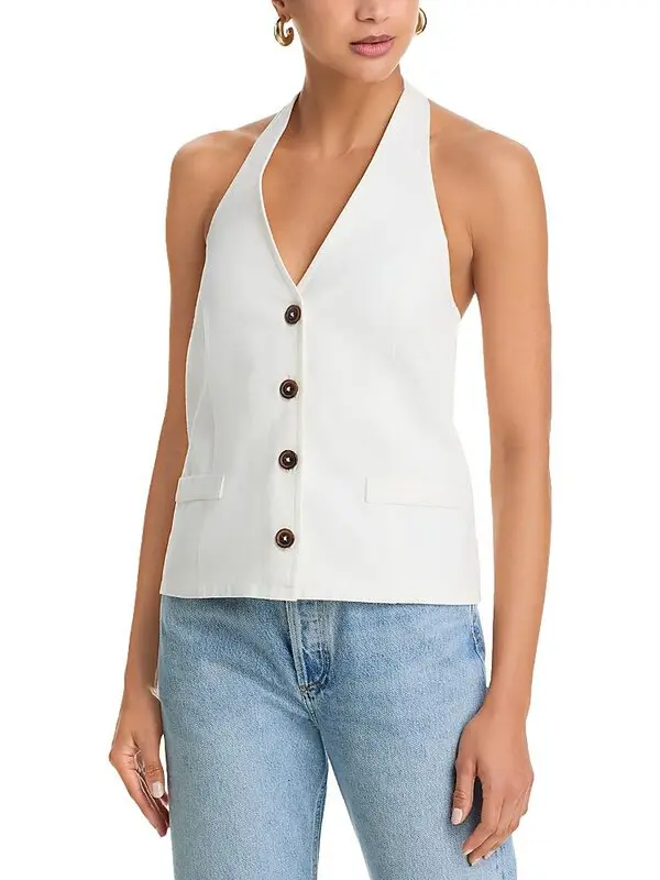 French Connection Keller Boxy Halter Top - Summer White
