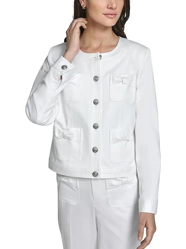 Karl Lagerfeld Paris Bow Pocket Jacket - Soft White
