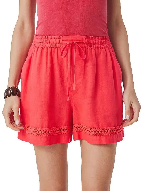 Splendid Linen Trim Shorts - Scarlet