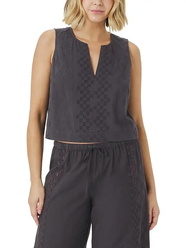 Splendid Kenzie Geo Eyelet Tank Top - Lead