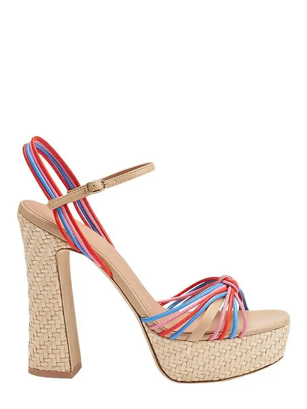 MALONE SOULIERS Lucille 125 Crisscross Platform Sandals - Buff/multi