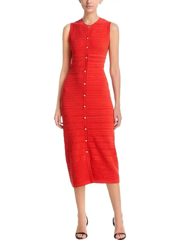Elie Tahari Alessandra Button Front Midi Dress - Orange Dream