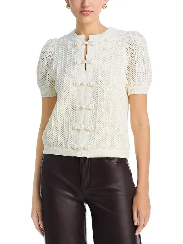 Elie Tahari Billie Bow Cardigan - Sky White