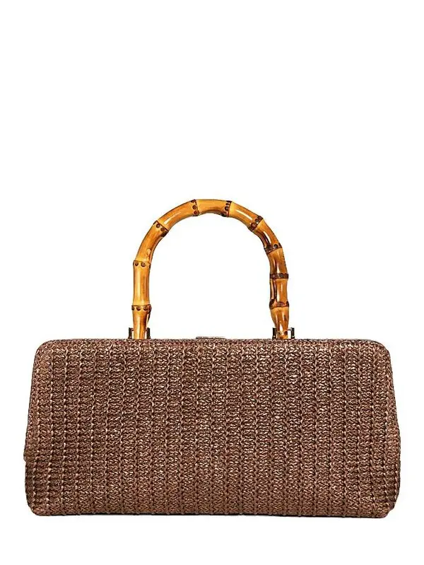 Aqua Medium Raffia Crossbody Bag - Dark Raffia