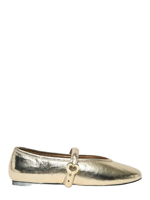 Maje Metallic Leather Ballerinas - Light Gold