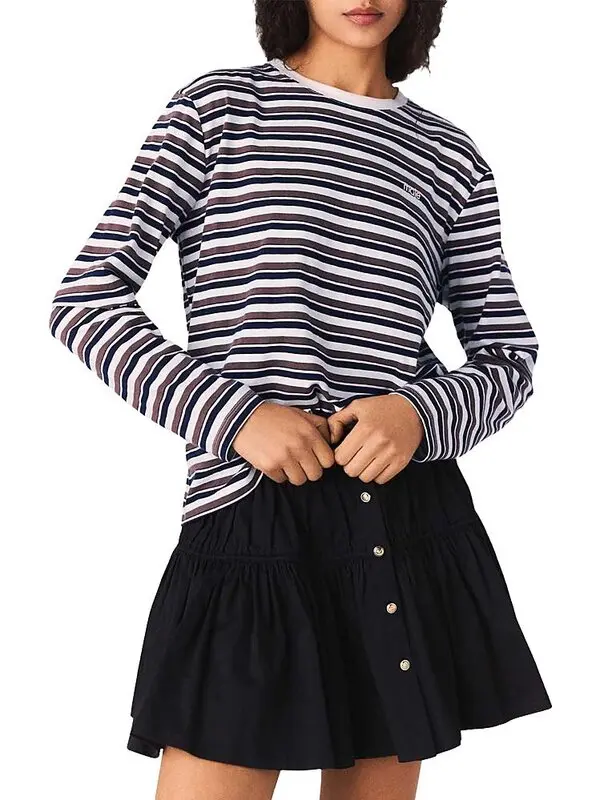 Maje Striped Long-sleeve T-shirt - Brown/pink
