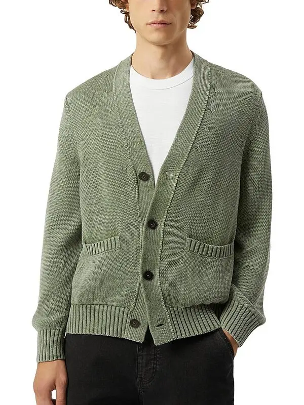 CORRIDOR Acid Wash Cardigan Sweater - Seafoam