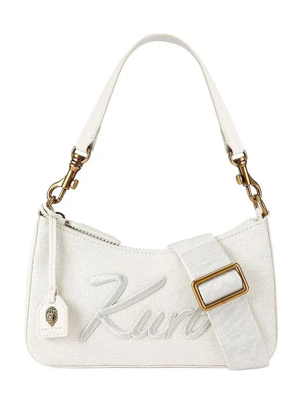 Kurt Geiger Small Cotton Canvas Hobo Crossbody Bag - White