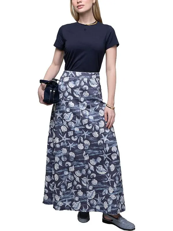 POINT Printed A-line Skirt - Nautical Shell Print