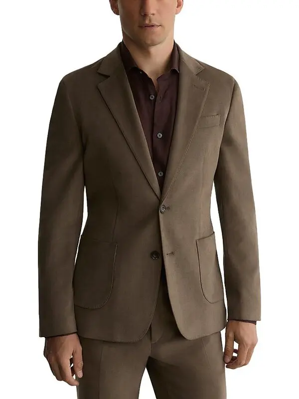 REISS Regent Tailored Fit Brushed Blazer - Taupe Brown
