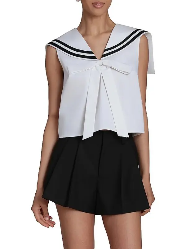 Avec Les Filles Stretch Sailor Top - White