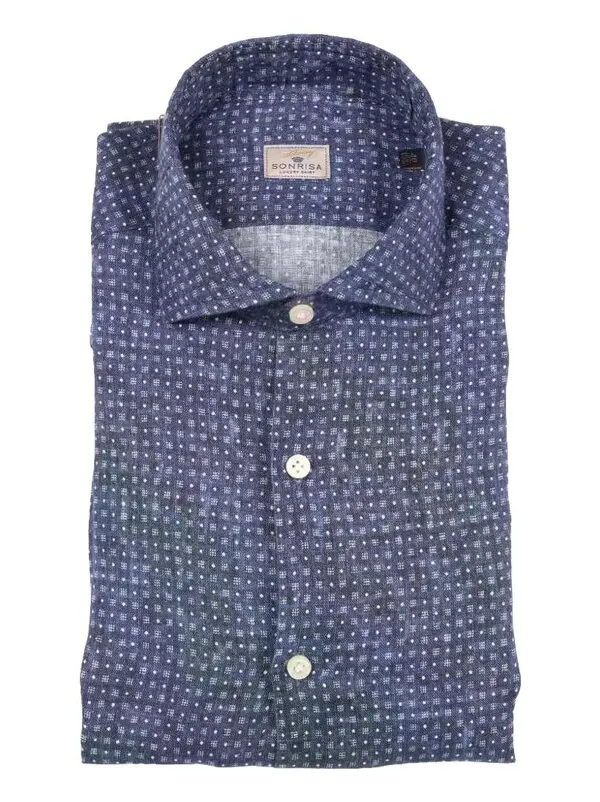 SONRISA Patterned Cotton Shirt - Blue