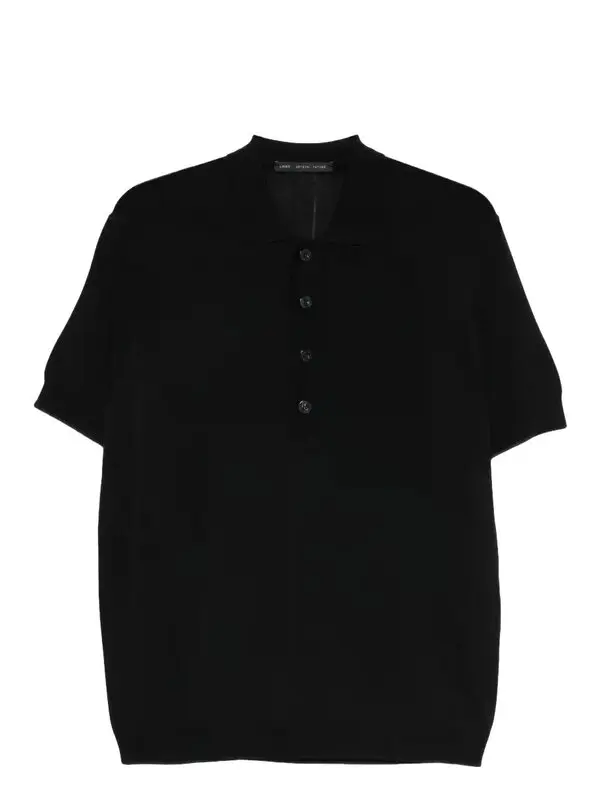 LOW BRAND Fine-knit Polo Shirt - Black
