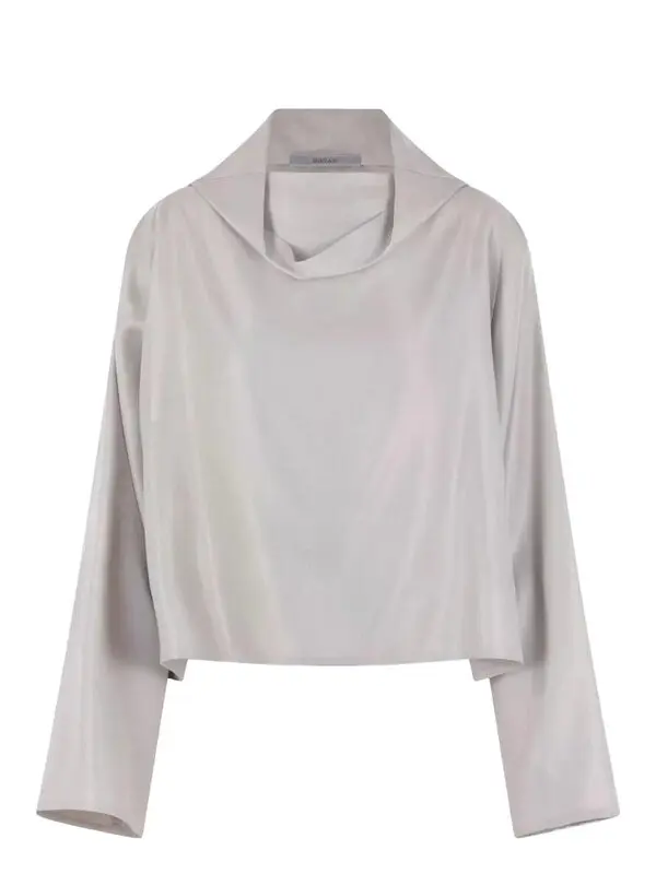 Dusan Cowl-neck Long-sleeve Blouse - Grey