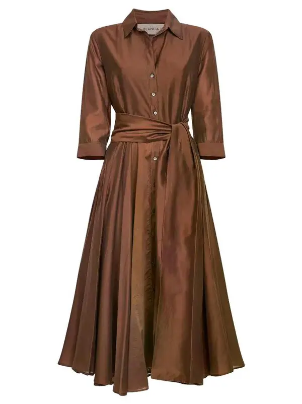 BLANCA VITA Allia Midi Shirt Dress - Brown