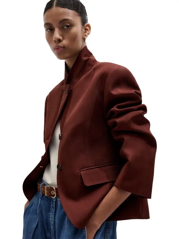 ME+EM Intelligently Oversized Short Blazer - Cinnamon Brown