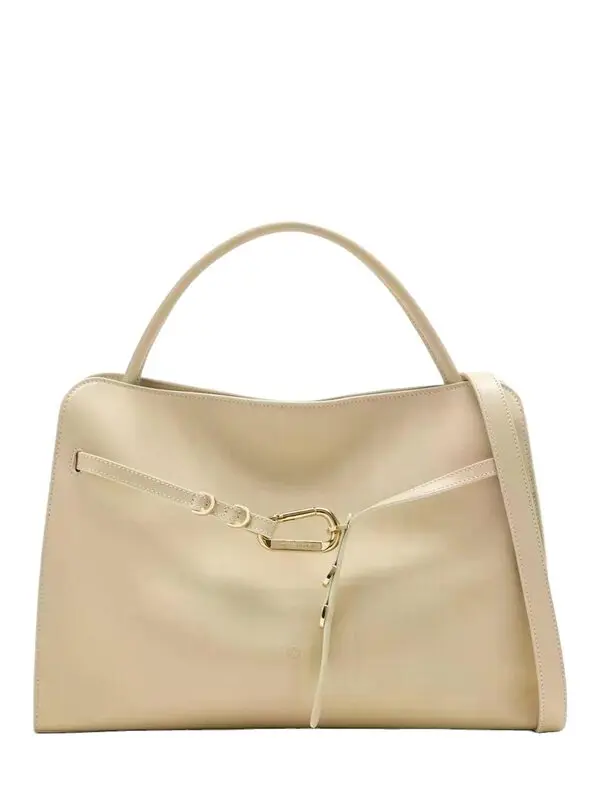 FRANCESCO BIASIA Leather Shoulder Bag With Gold-tone Hardware - Neutrals