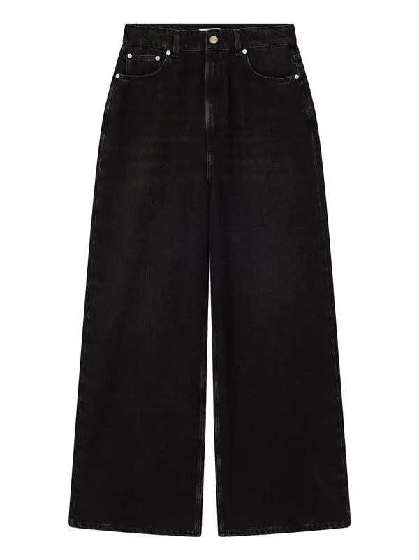 GANNI Striped Denim Baggy Jeans - Black