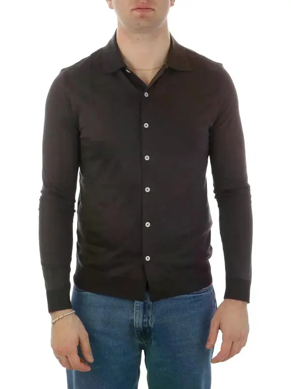 Altea Fine-knit Polo Shirt - Brown