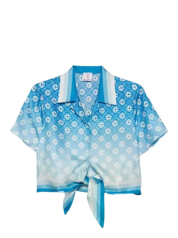 Casablanca Diamond Monogram Knotted Shirt - Blue