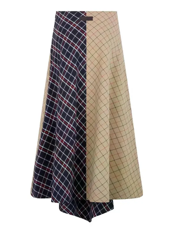 Barbour Check-pattern Asymmetric Skirt - Blue
