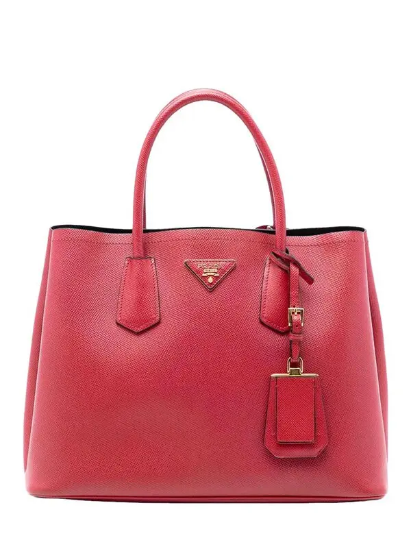 Prada Medium Saffiano Cuir Double Satchel - Red