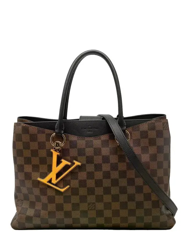 LOUIS VUITTON 2019 Damier Ebene Riverside Satchel - Black