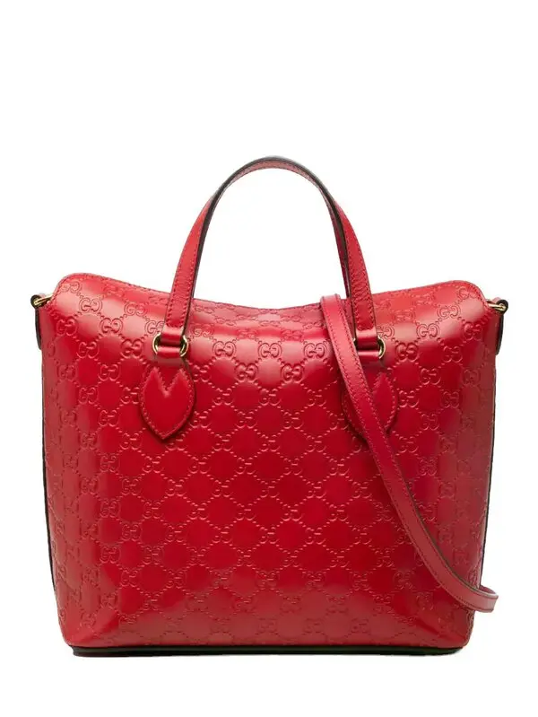 Gucci Ssima Linea Fold Over Satchel - Red