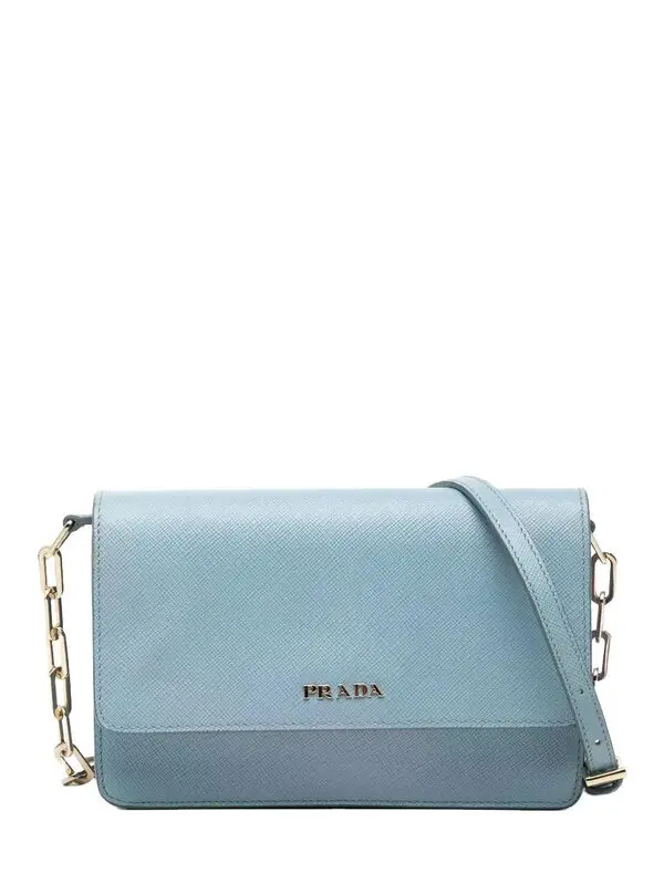Prada Saffiano Lux Wallet On Chain Crossbody Bag - Blue