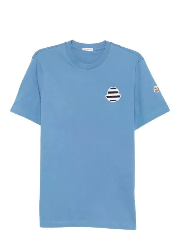 Moncler Striped-logo Cotton T-shirt - Blue
