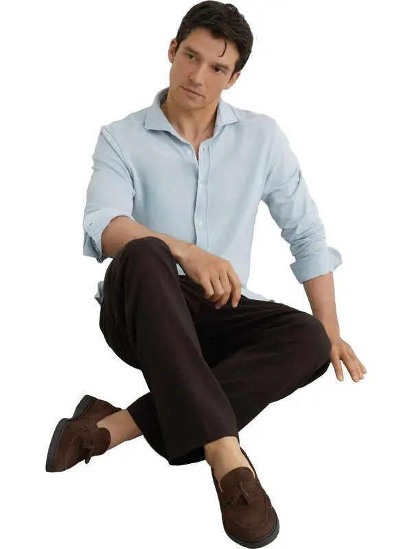 REISS Suede Tassel Loafers - Dark Brown