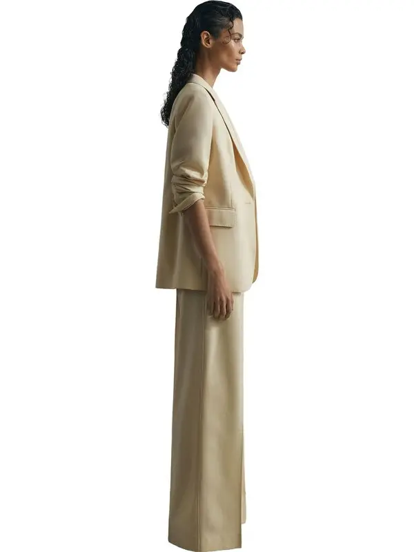 ATELIER Silk-wool Wide-leg Suit Trousers - Cream