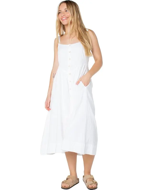 Roxy Brisa Midi Dress - Snow White Solid