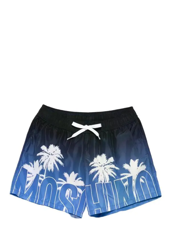 Moschino Palm-tree Print Swim Shorts - Blue