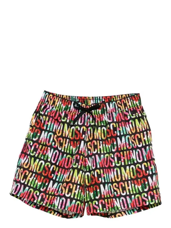 Moschino Logo Print Swim Shorts - Black