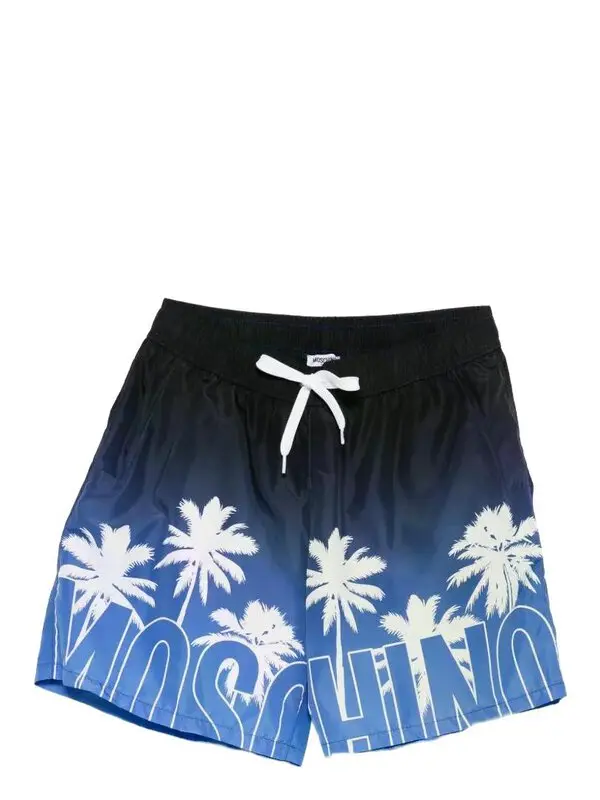 Moschino Palm-tree-print Swim Shorts - Blue