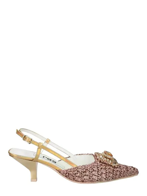 RAS Flower Embellishment Slingback Pumps - Pink