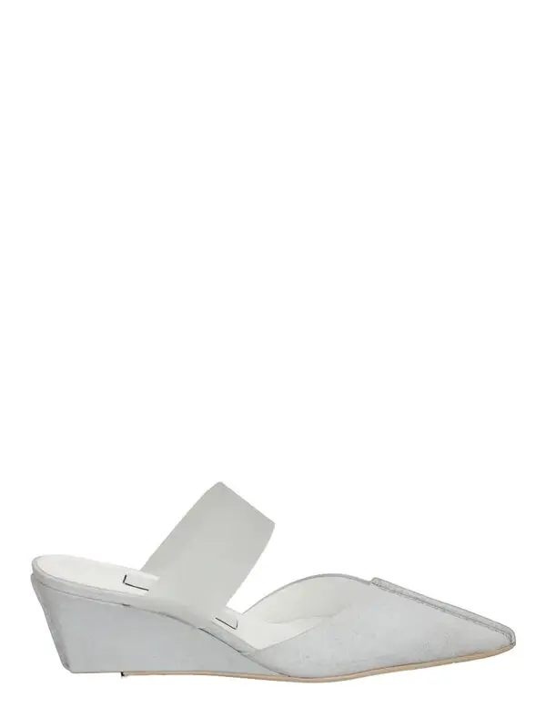 RAS Leather Mules With Wedge Heel - Grey