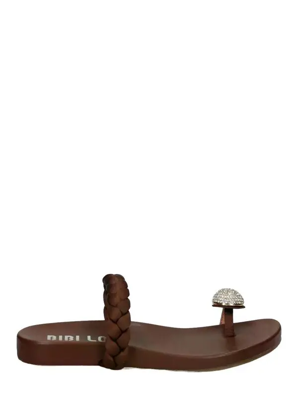 BIBI LOU Braided Rhinestone Sandals - Brown