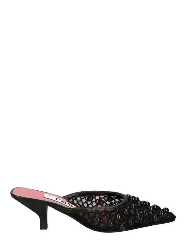 RAS Beaded Mesh Mules - Black
