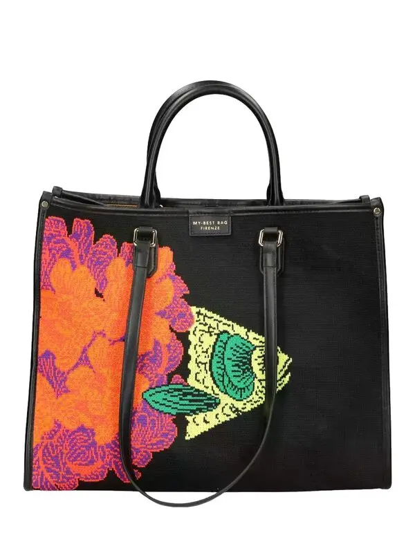 MY BEST BAG FIRENZE Ethology Floral Fish Tote Bag - Black