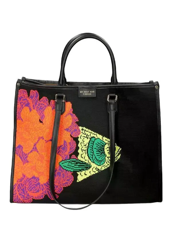 MY BEST BAG FIRENZE Ethology Floral Fish Tote Bag - Black