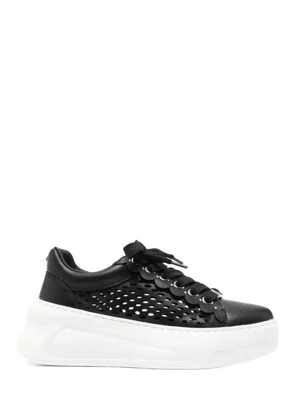 CULT Nirvana Cutout Leather Sneakers - Black