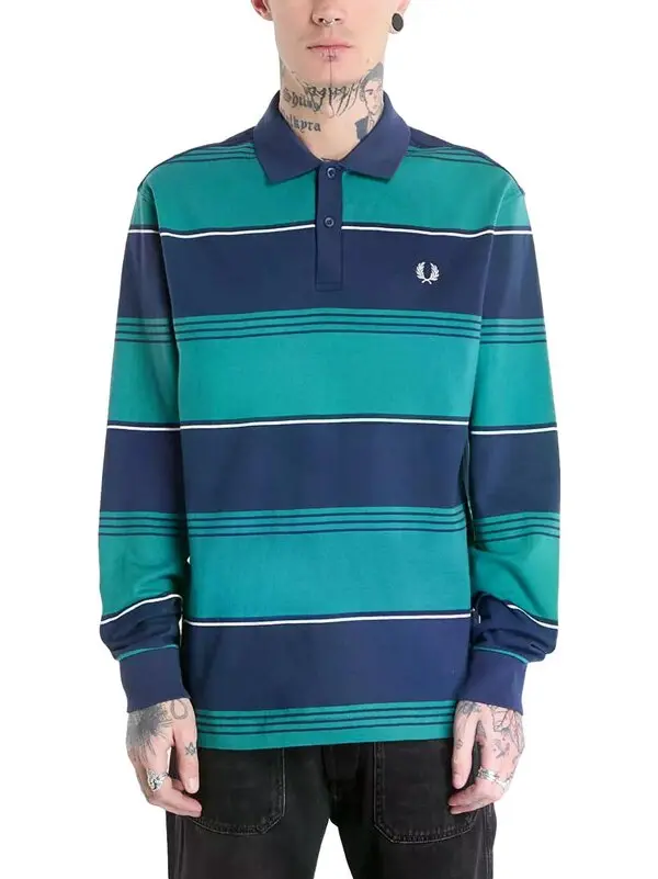 Fred Perry Striped Polo Shirt - Blue