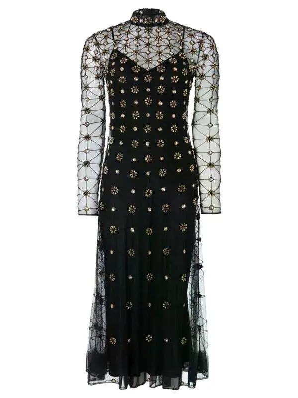 TEMPERLEY LONDON Crossbone Lattice Gown - Black