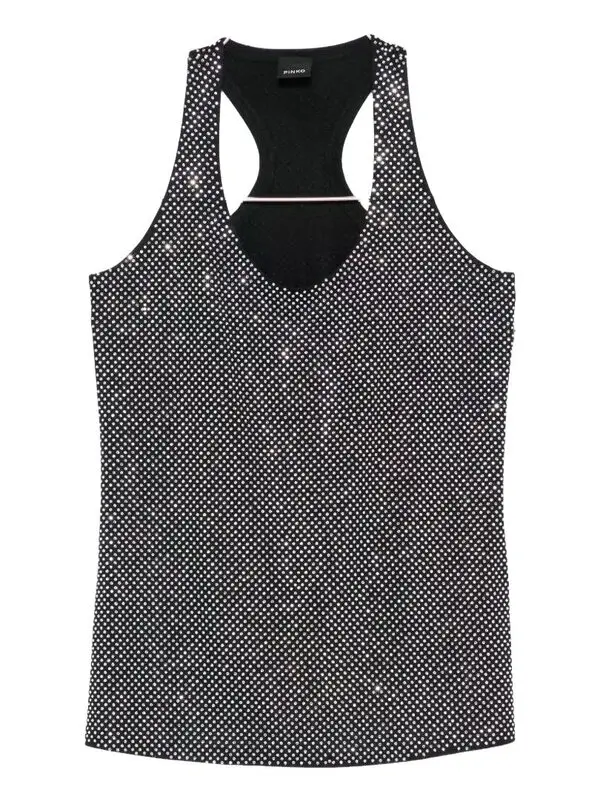 Pinko Sleeveless Strass Tank Top - Black