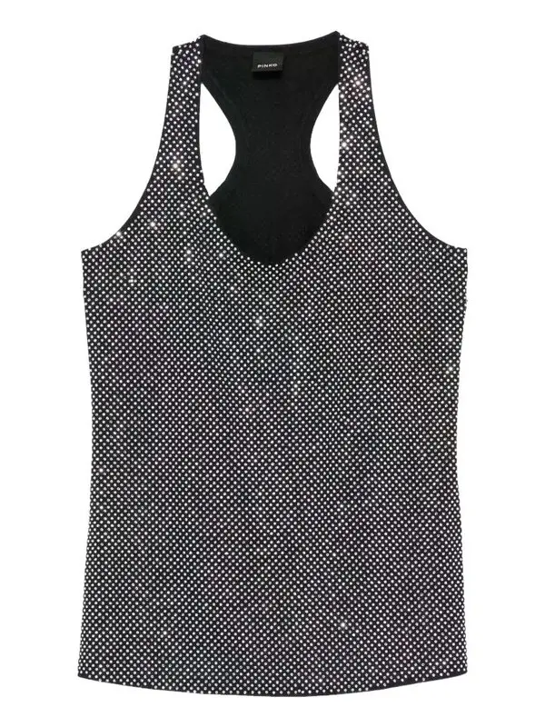 Pinko Sleeveless Strass Tank Top - Black
